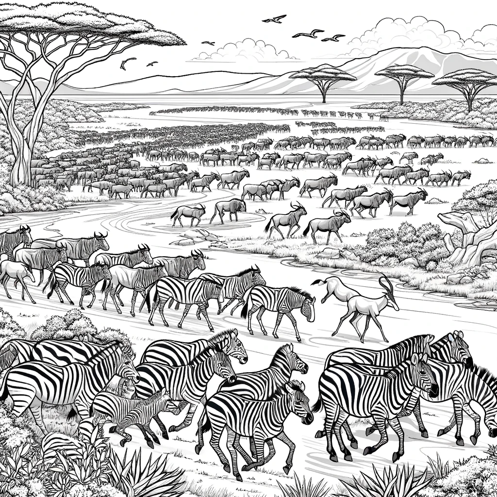 Serengeti Migration Coloring Page - Creative Coloring World