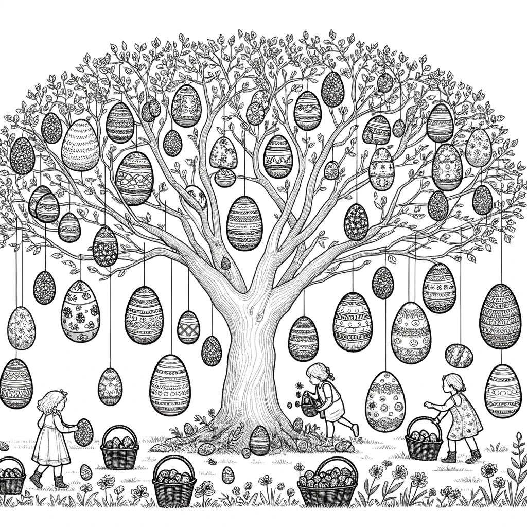 Easter Egg Harvest Tree - Creative Coloring World